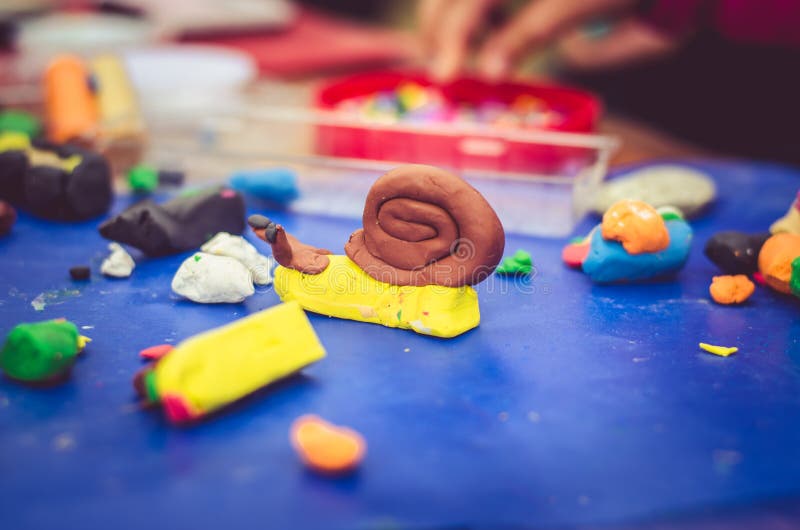 Creating Animals with Play Dough Stock Image - Image of children, body ...