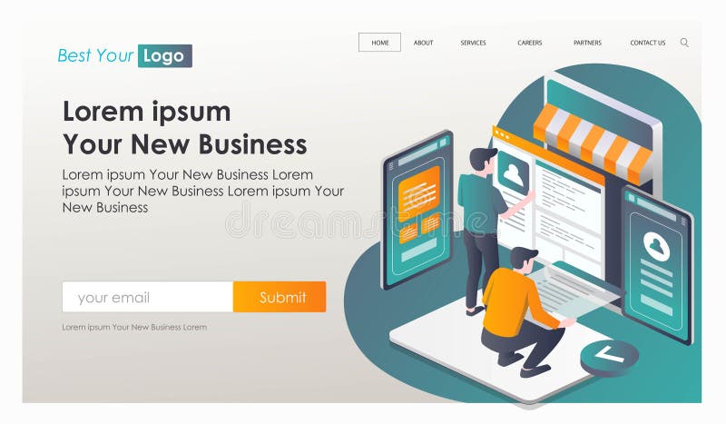 Creating Applications for Online Shopping and E-commerce Stock Vector ...