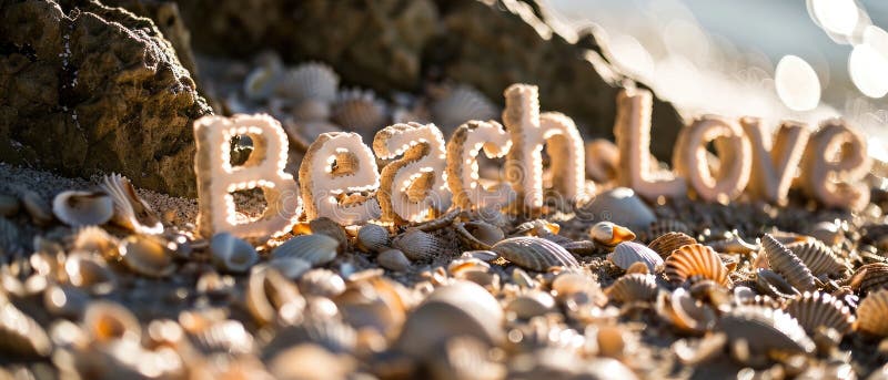 Creating a Beach Love Atmosphere with Seashells Stock Illustration ...