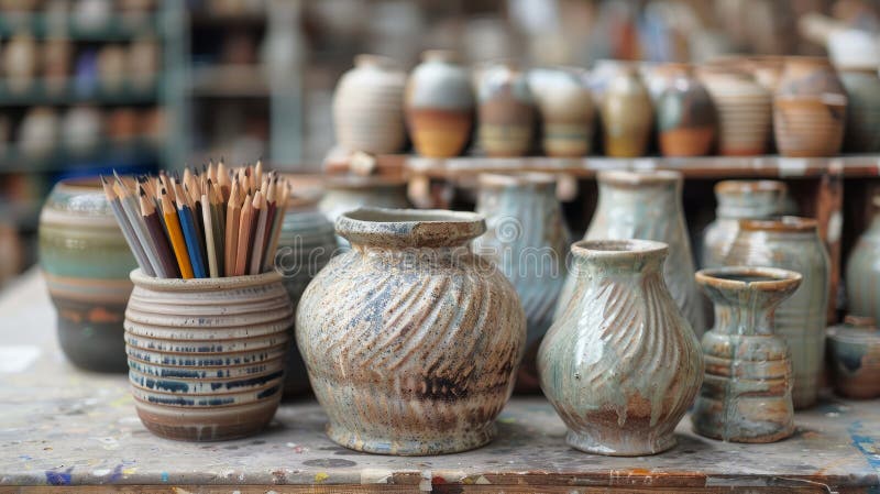 Creating Beautiful Pottery Items in a Workshop Stock Image - Image of ...