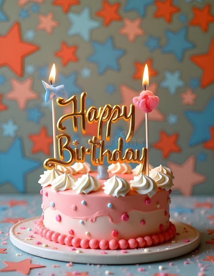 Birthday Party Composition with Cake Stock Image - Image of buttercream ...