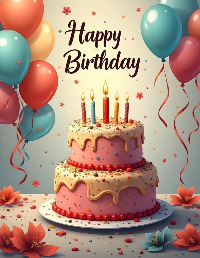 Birthday Party Composition with Cake Stock Photo - Image of cuisine ...