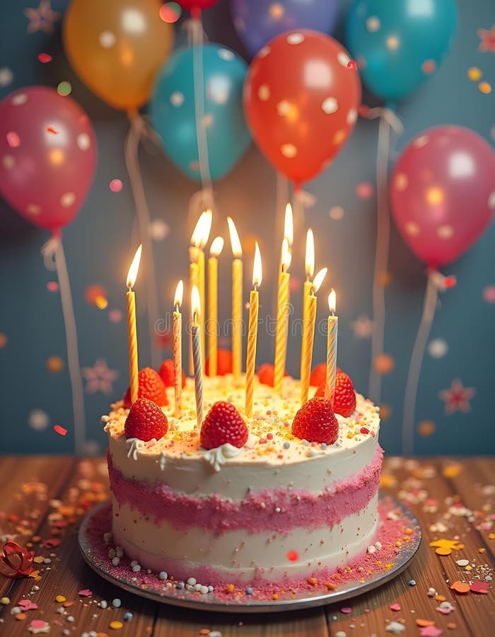 Birthday Party Composition with Cake Stock Image - Image of composition ...