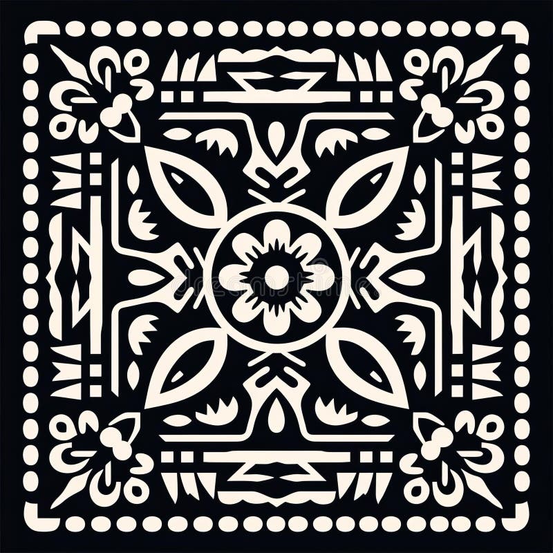 Creating a Black and White Rug Vector Stencil Design Stock Illustration ...