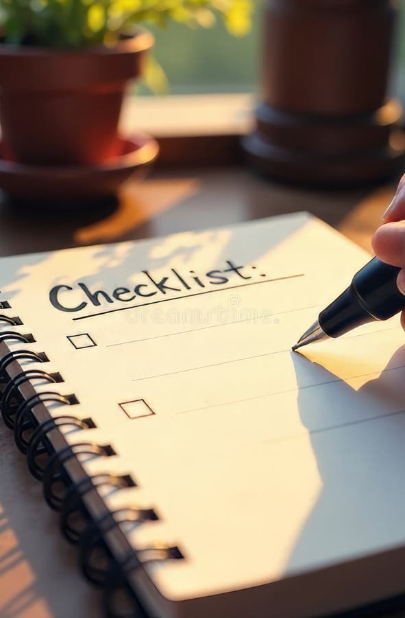 Creating a Checklist in a Cozy Workspace with Natural Light Stock Image ...