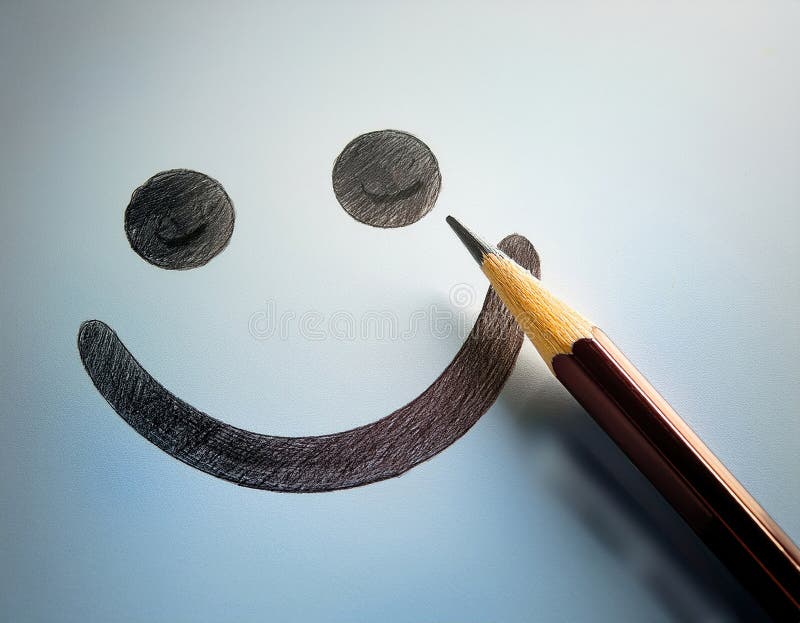 Creating a Cheerful Smiley Face with a Pencil on White Paper in a ...