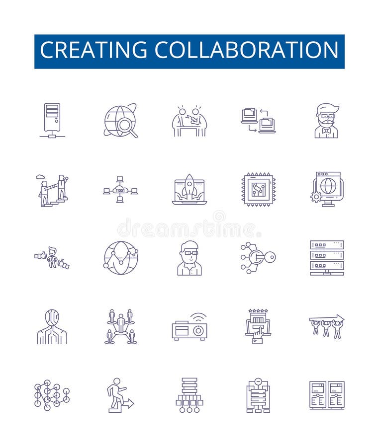 Creating Collaboration Line Icons Signs Set. Design Collection of ...