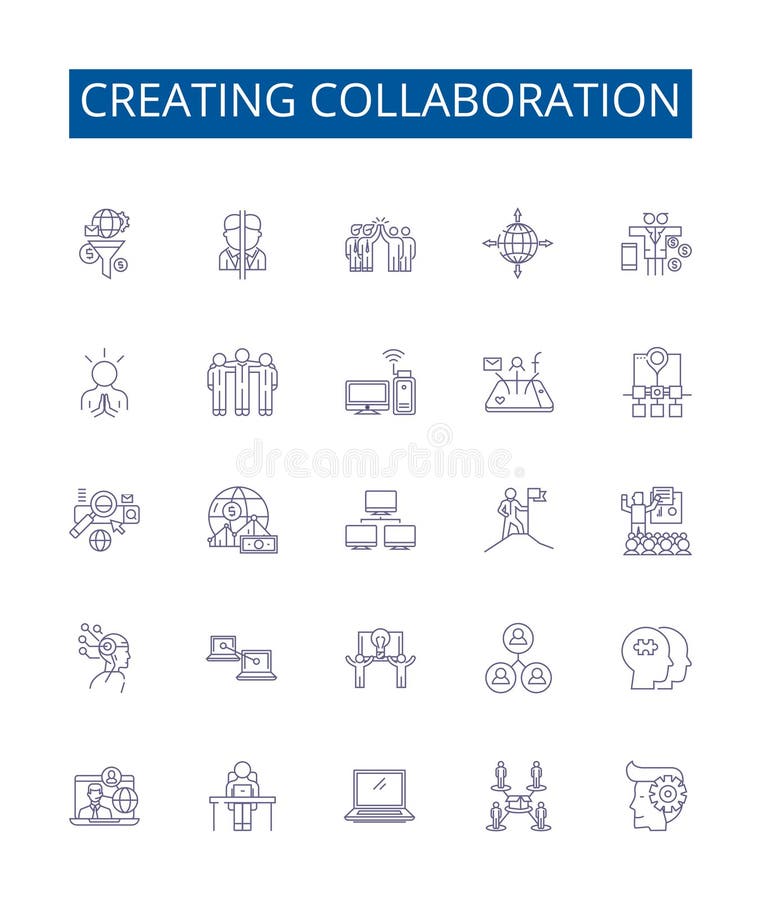 Creating Collaboration Line Icons Signs Set. Design Collection of ...