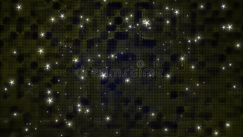Creating Cosmic Effect, Glowing Stars Scattered Over Dark Green Grid ...