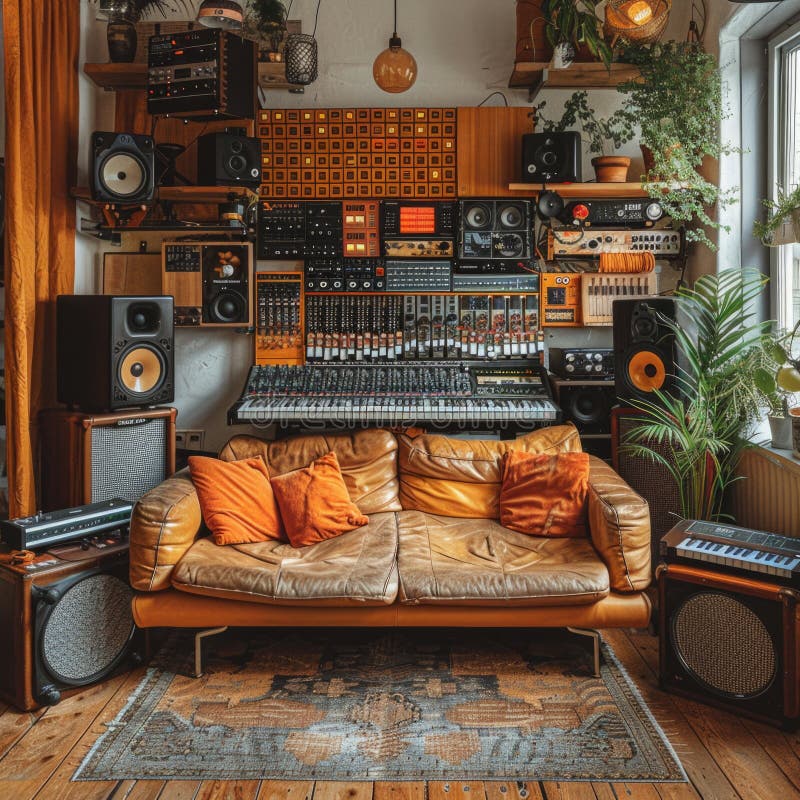 Creating a Cozy Home Music Studio: Computers, Instruments, Mixing Board ...
