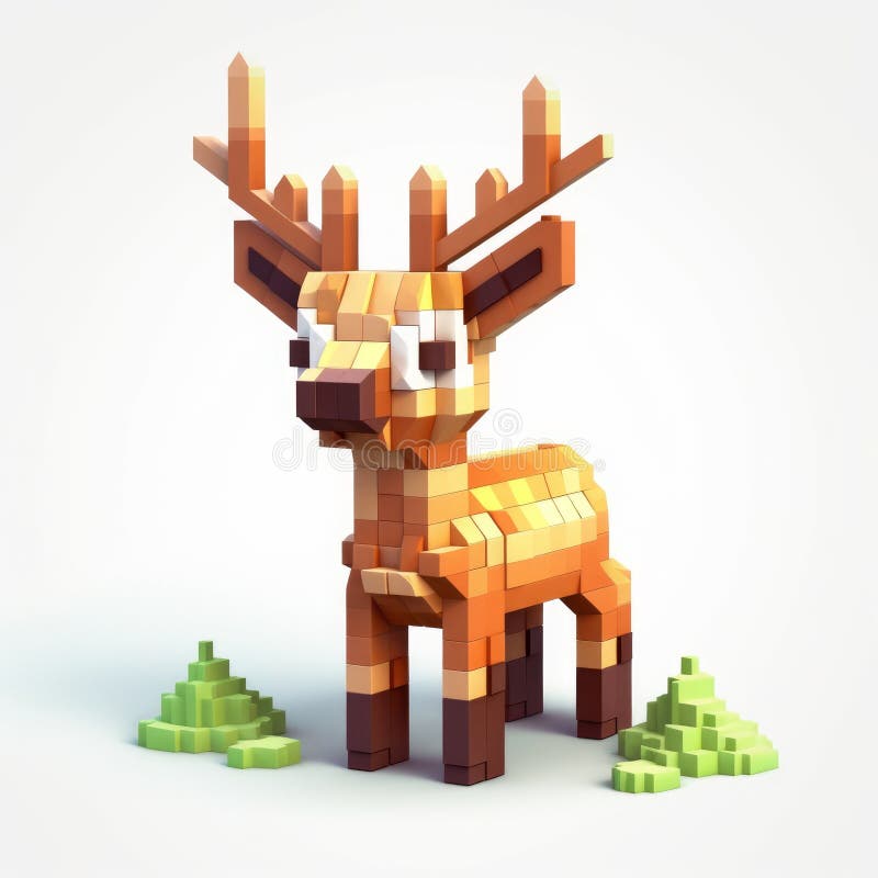 Cute Deer Pixel Art: Realistic Minecraft Character in Stark Realism ...
