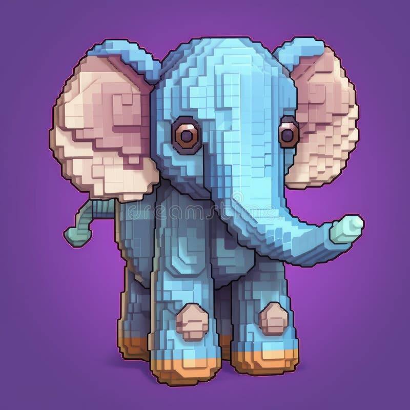Creating a Cute Elephant Character in Minecraft Pixel Art Stock ...