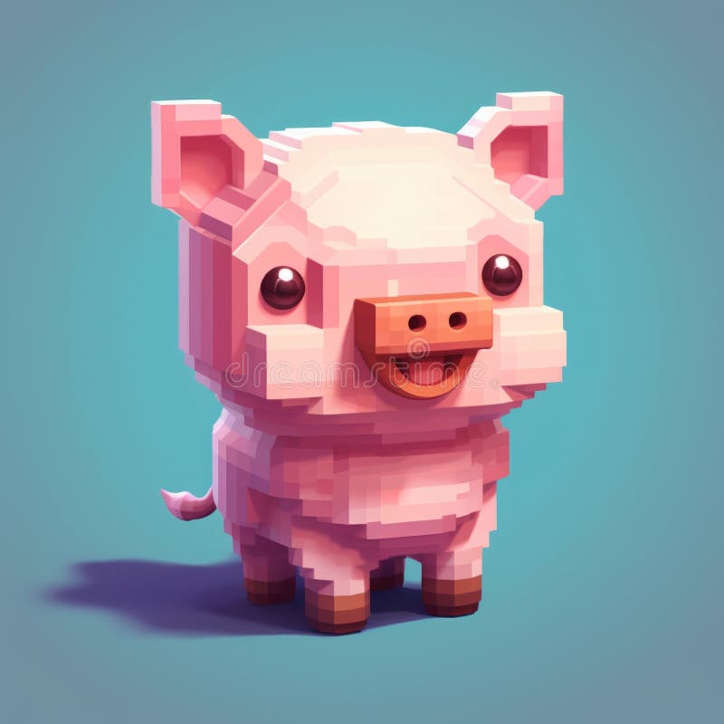 Creating a Cute Pig Character with Minecraft Pixel Art Stock ...