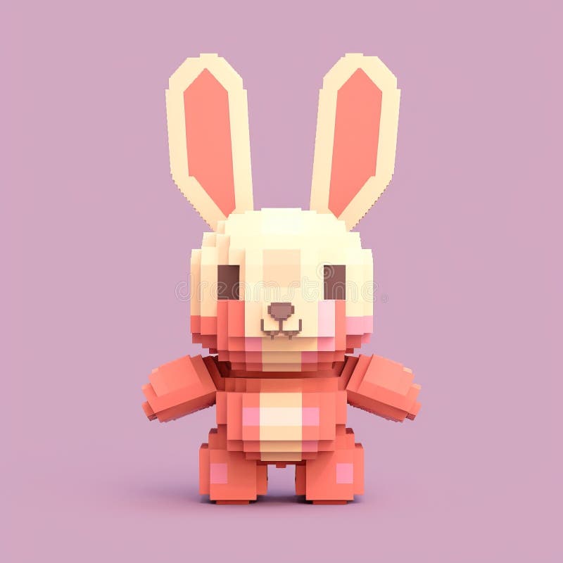 Creating a Cute Rabbit Character in Minecraft with Pixel Art Stock ...