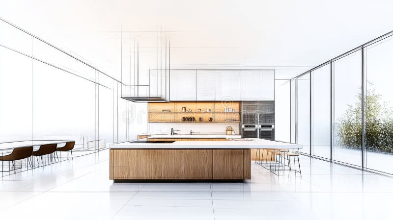 Creating a 3D Representation of an Abstract Kitchen Interior Sketch ...