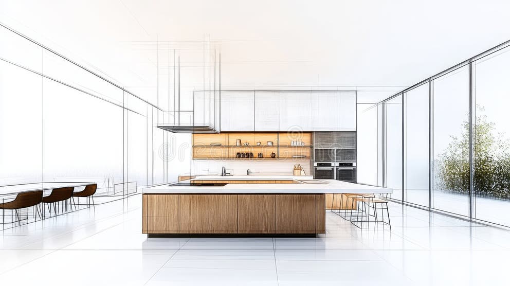 Creating a 3D Representation of an Abstract Kitchen Interior Sketch ...