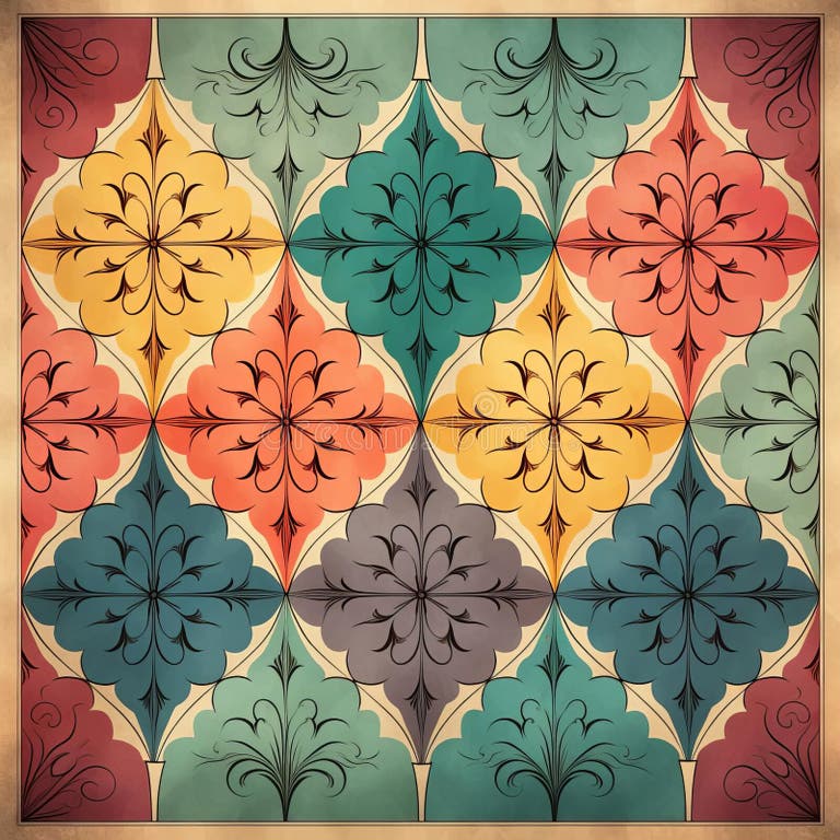 Creating a Damask Pattern with Alternating Color Squares Grid Stock ...