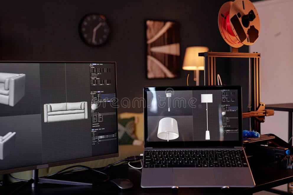 Creating Detailed 3D Designs with Advanced Software and Gadgets Stock ...