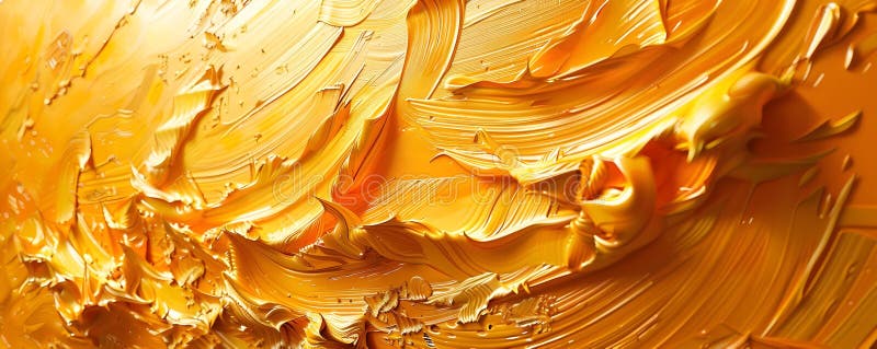 Creating Dimension Abstract Golden Oil Paint Strokes on Textured Canvas ...