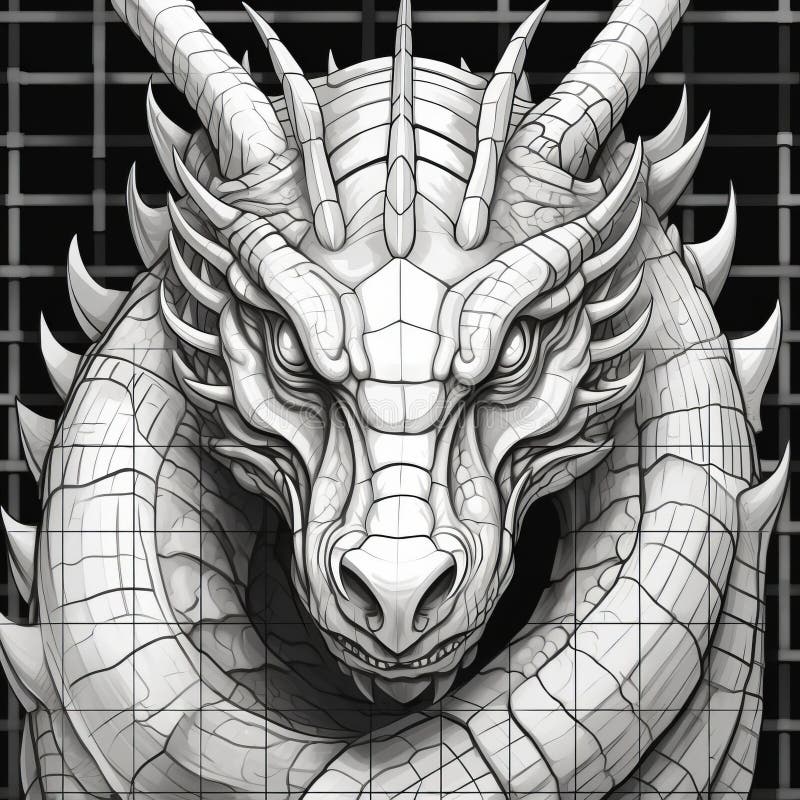 Creating a Dragon on a 4x4 Alternating Grid Pattern Design Stock ...