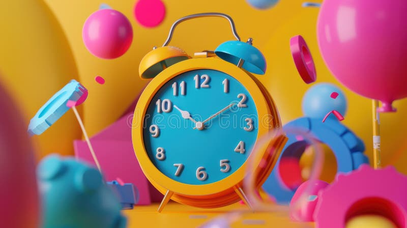 Creating a Dynamic and Energetic Visual Effect, a Vibrant Alarm Clock ...