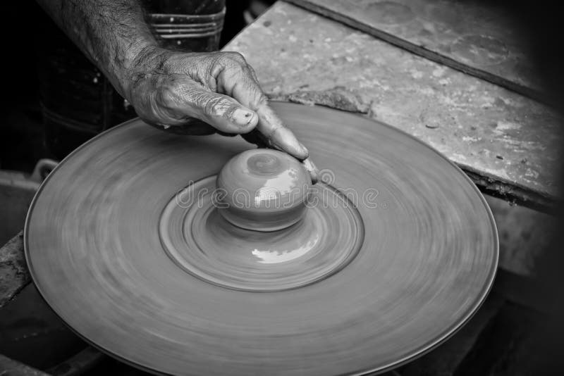 Creating an Earthen Jar on the Circle Stock Photo - Image of hand ...
