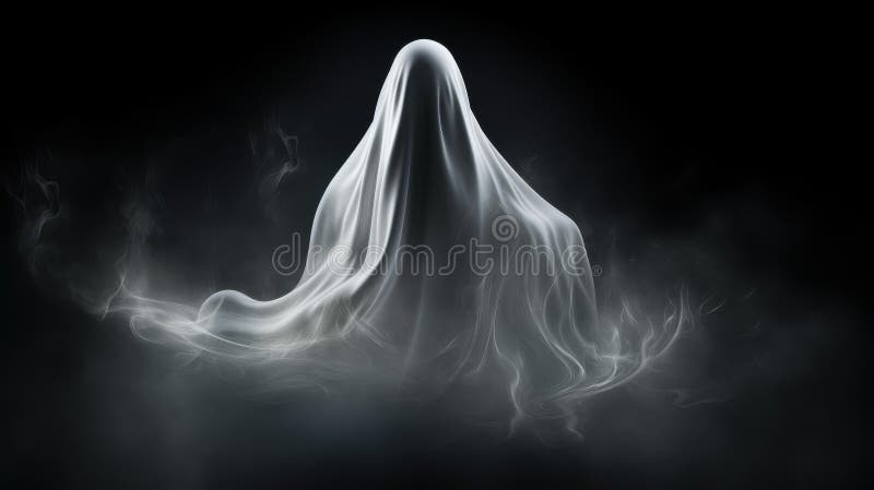 Spooky Ghost Animation on Dark Background with Smoke Stock Illustration ...