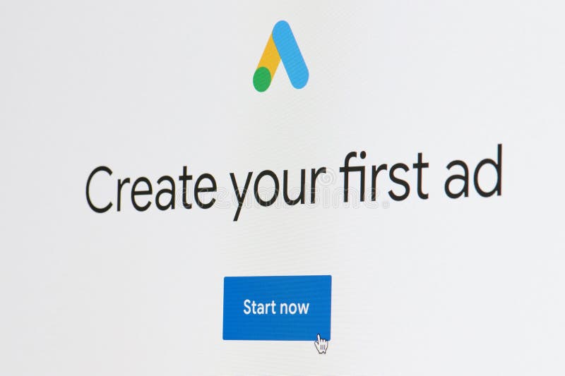Creating first google ad editorial stock image. Image of search - 144392034