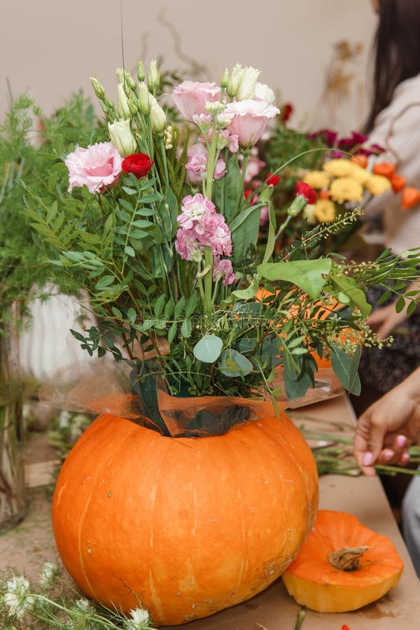 Creating a Floral Composition in a Pumpkin. Making Decor with Your Own ...