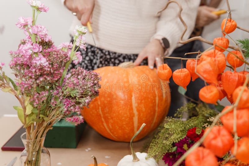 Creating a Floral Composition in a Pumpkin. Making Decor with Your Own ...