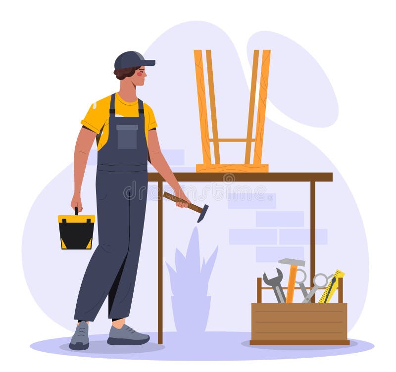 Creating Furniture Process Vector Stock Vector - Illustration of tool ...