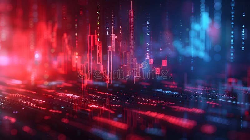 Creating A Futuristic Data Visualization Using Dynamic Red And Blue Light Patterns In A Digital