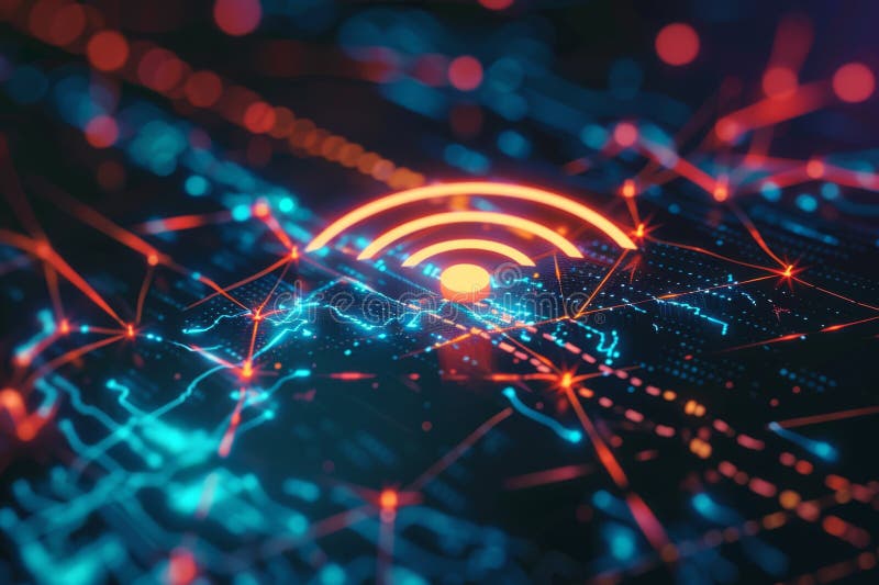Creating a Futuristic WiFi Network Featuring Glowing Connections and ...