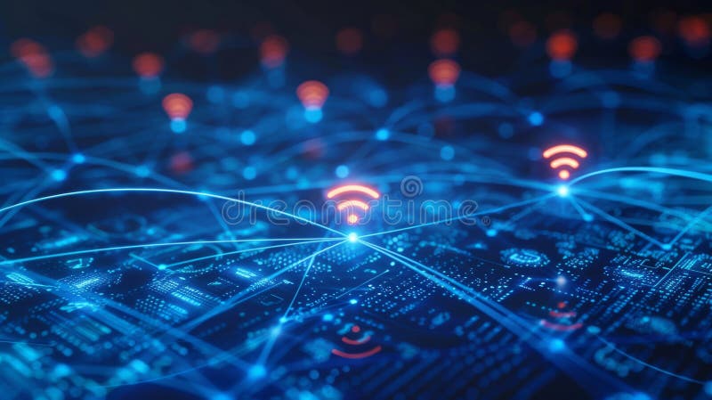Creating a Futuristic WiFi Network Featuring Glowing Connections and ...
