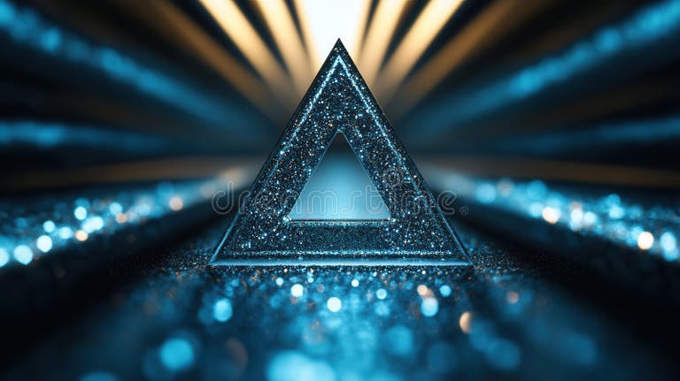 Creating Glitter Triangle Glowing on a Sparkling Blue Background with ...