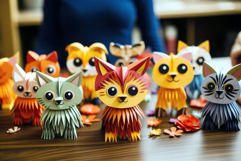 Creating Handmade Paper Animal Decorations Stock Illustration ...