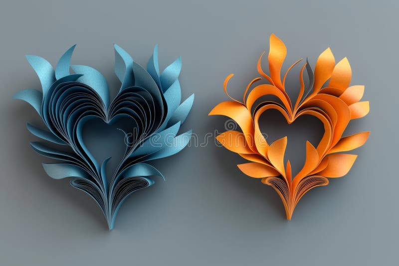 Creating a Heart Out of Blue, Orange, and Gray Swirls Stock Photo ...