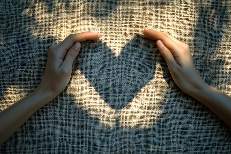 Creating a Heart Shape with Hands on Textured Background in Soft Light ...