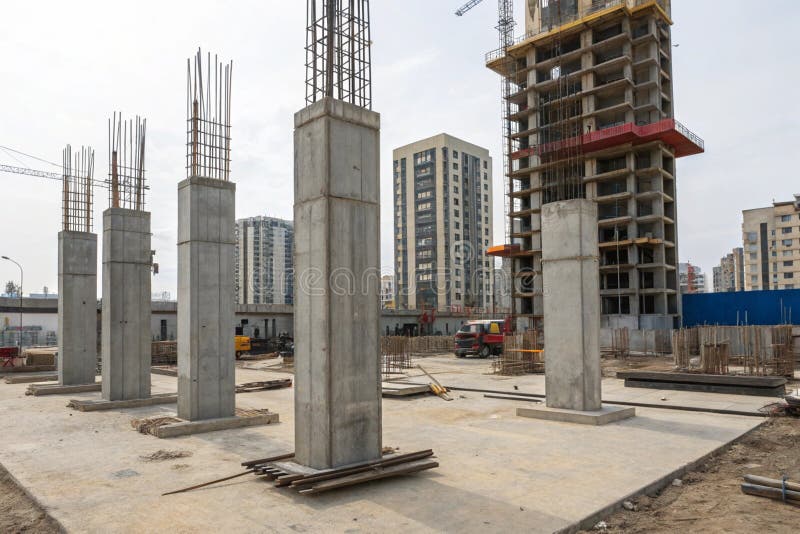 Creating High-rise Building Base with Concrete Columns Stock ...