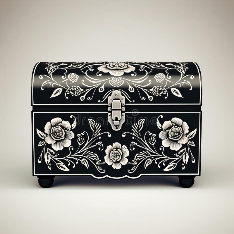 Creating a Jewelry Box Vector Stencil in Black and White Style Stock ...