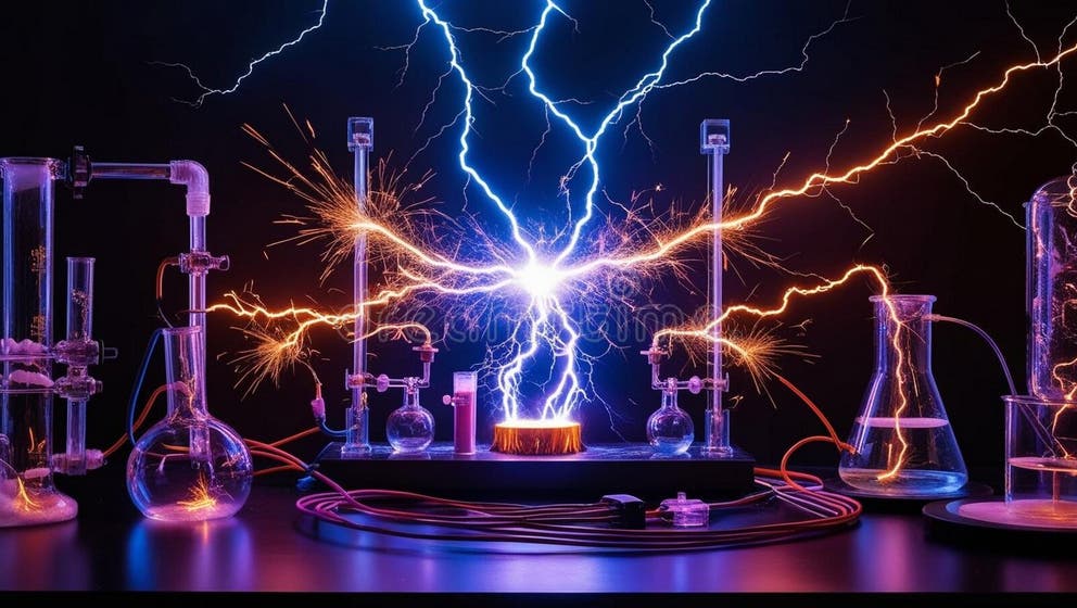 Creating Lightning in the Laboratory Stock Illustration - Illustration ...