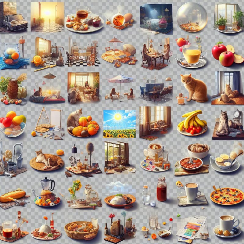 Creating a List of Usual Scenes on a Transparent Background in Stock ...