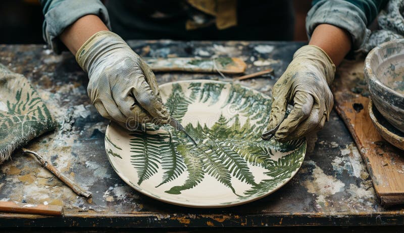 Creating a Nature-inspired Plate with Fern Design Using Traditional ...