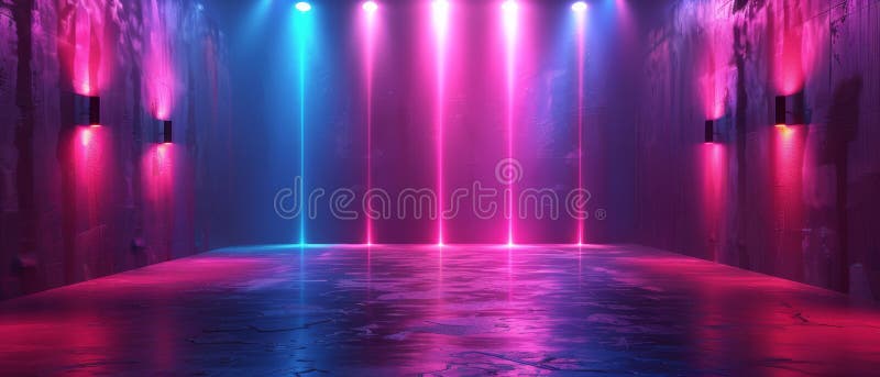 Creating a Neon Scene with Beams Stock Image - Image of show, cinema ...