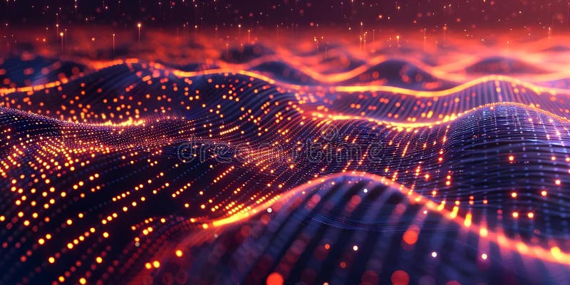 Creating A Network Connection Structure Abstract D Rendering Of Digital Particles With Binary