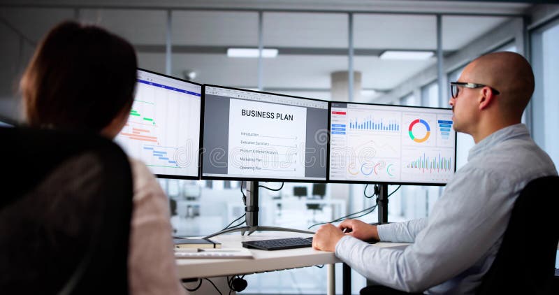 Creating a New Business Plan Document on the Computer Screen Stock ...