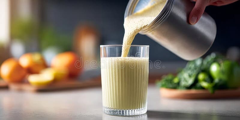 Creating a Nutritious Protein Shake in a Modern Kitchen, Focusing on ...