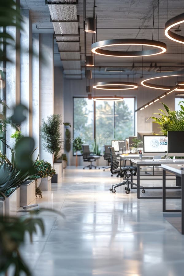 Creating a Productive, Eco-friendly Workspace Using Recycled Materials and Natural Light. Stock ...