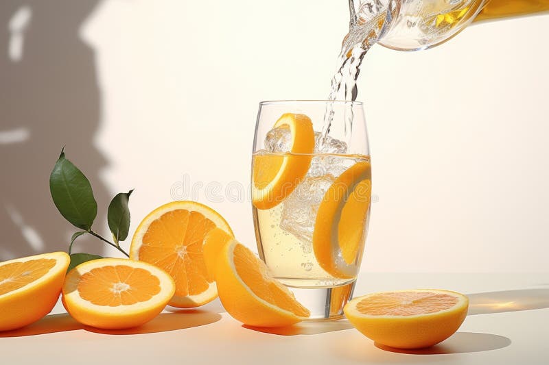 Creating a Refreshing Beverage Water with Orange Slices in a Glass for ...