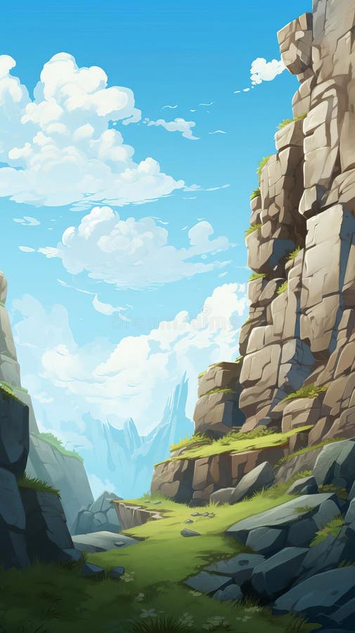 Creating a Rough-edged 2d Animation Cliff during Day Time Stock ...
